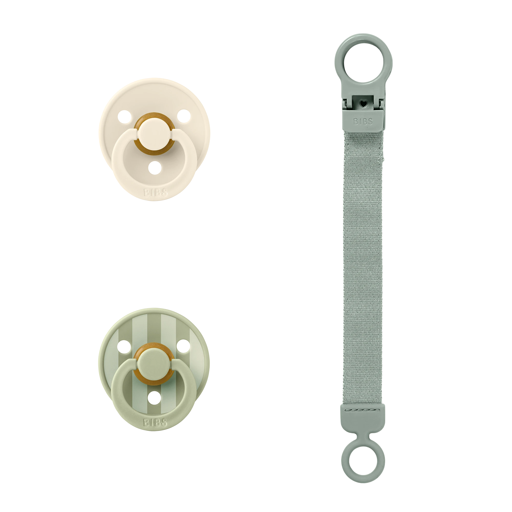 BIBS Colour Pacifier & Loop Clip Gift Set Latex Size 1 Sage | Apotek Hjärtat