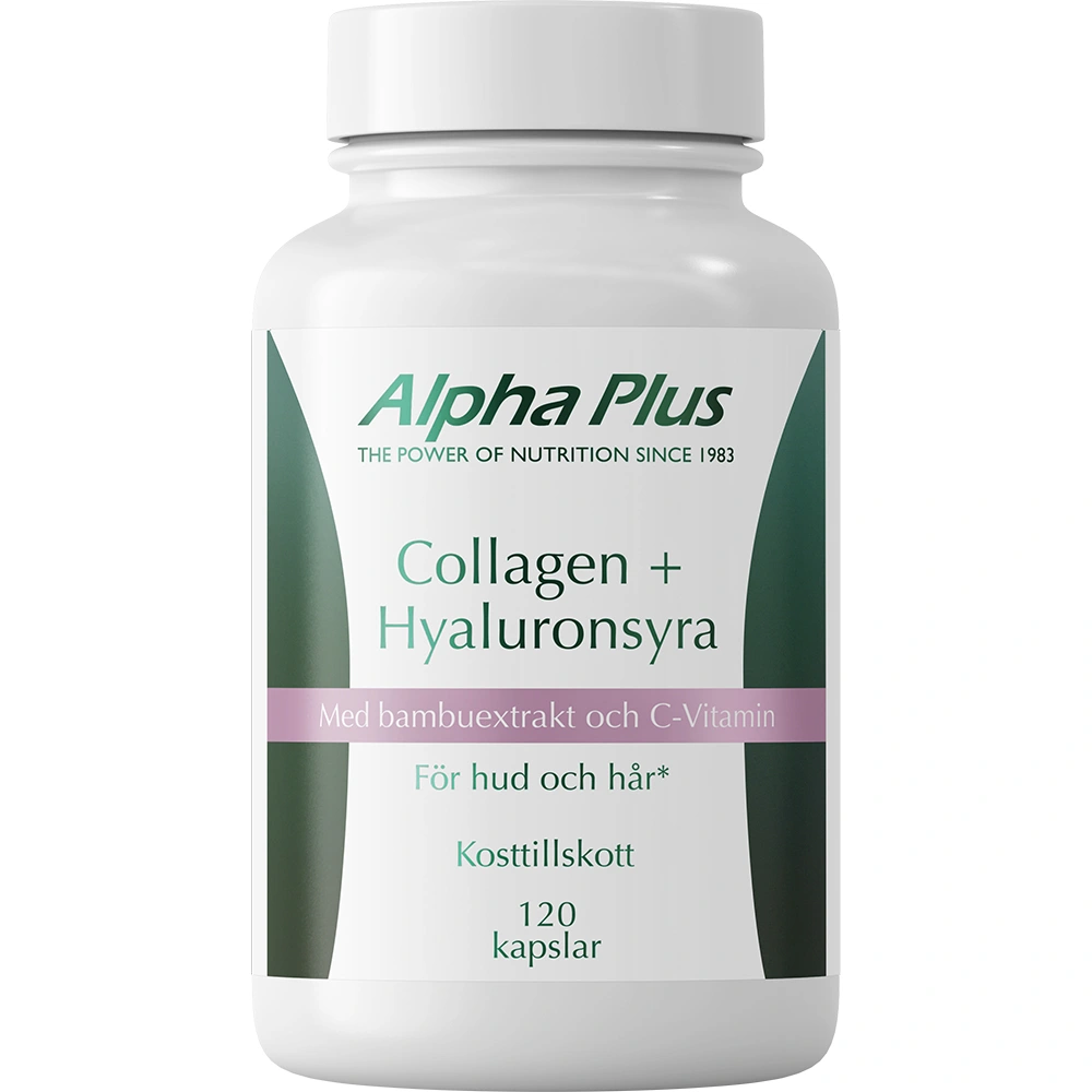 Alpha Plus Collagen + Hyaluronsyra 120 kapslar | Apotek Hjärtat