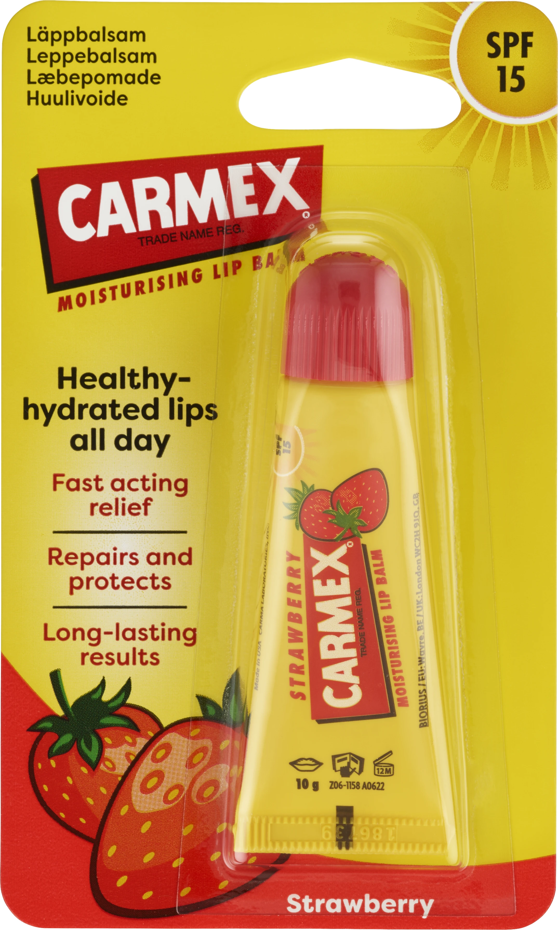 Carmex Strawberry Tube 10 g | Apotek Hjärtat