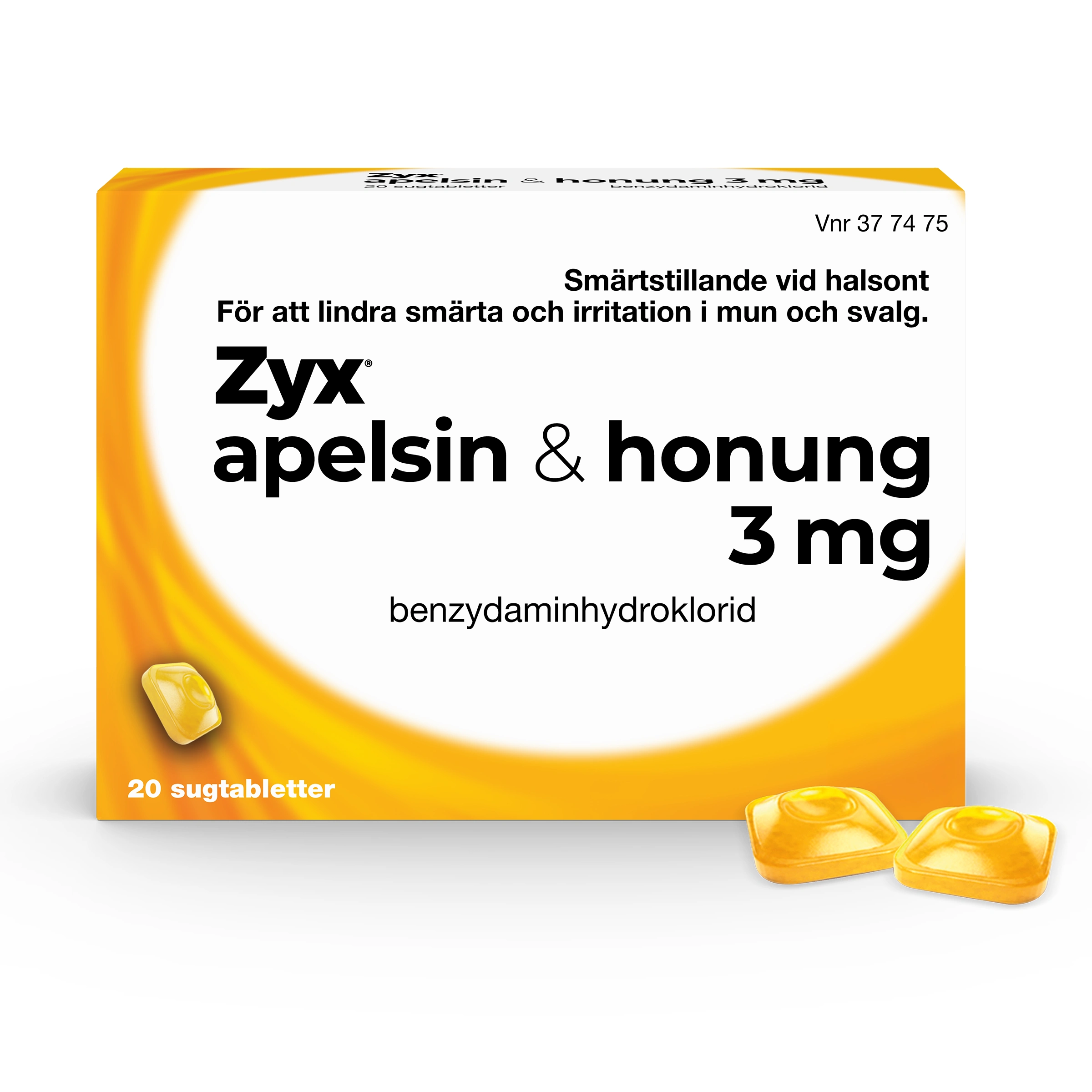 Zyx Apelsin & Honung Sugtablett 3 mg 20 sugtabletter | Apotek Hjärtat