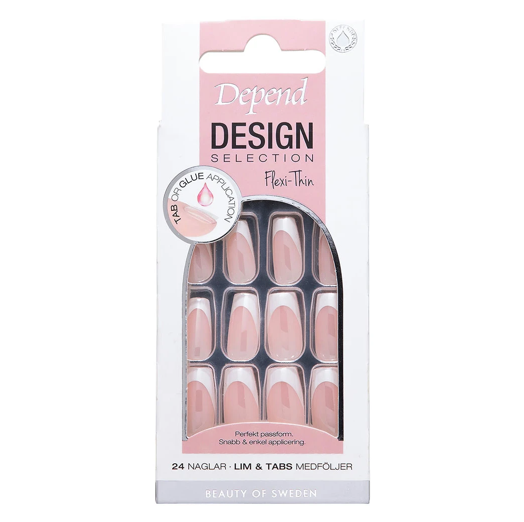 Depend Design Selection 24 st French White Chrome Short Coffin | Apotek ...