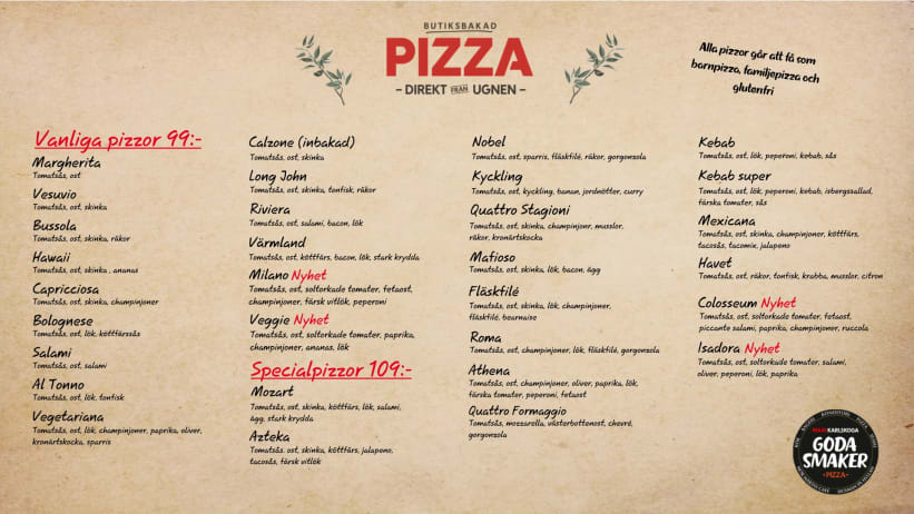 Våra egna pizzor - Pizza - Maxi ICA Stormarknad Karlskoga | ICA
